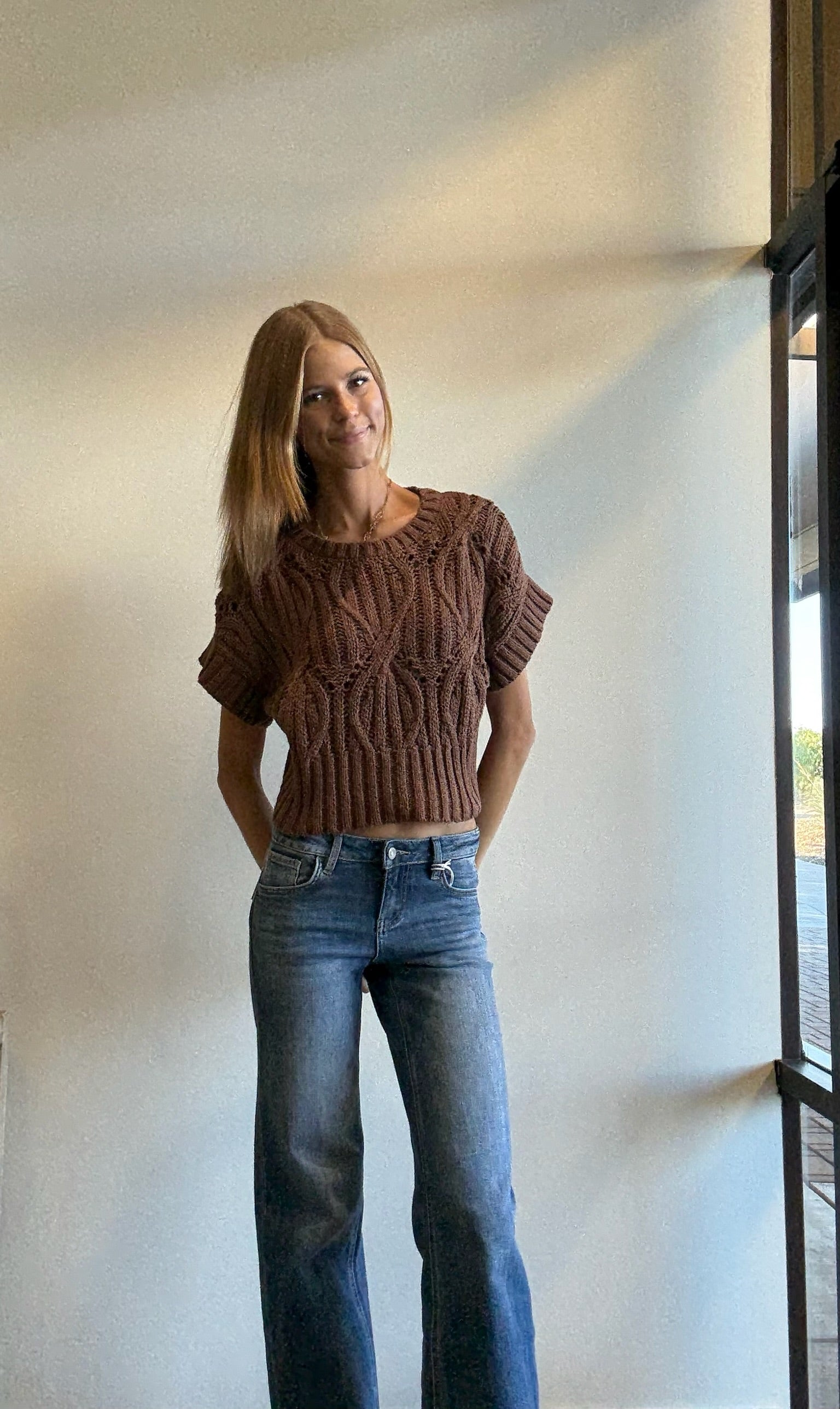 Reda S/S Cable Crochet Crop Sweater – Arie Layne Boutique